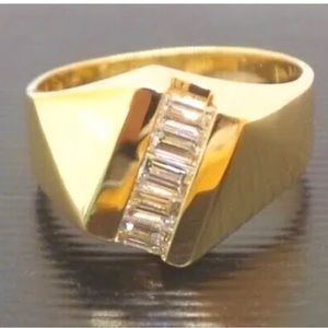 Accessories | 18k Yellow Gold Mens Diamond Ring | Poshmark